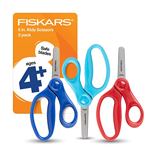 Fiskars Kids Scissors, Scissors for School, Safety Blunt Tip Scissors ...