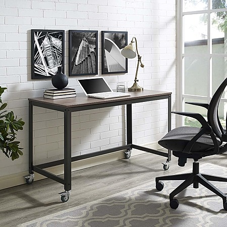 Modway 47" Vivify Industrial Modern Computer Office Desk with Locking ...