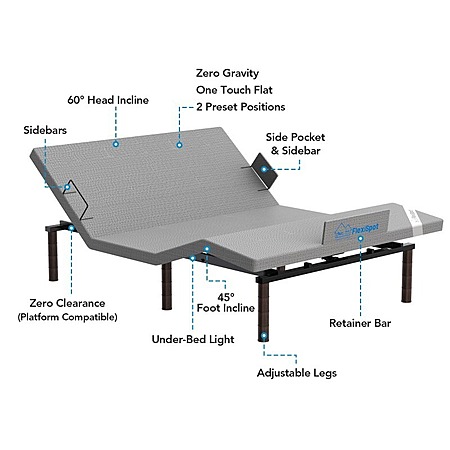 FlexiSpot Enhanced Weight Capacity Adjustable Bed Base S5 with Zero Gravity Comfort $205 - $605 ...
