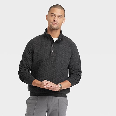 Goodfellow & Co Men's Pullover Sweatshirts Diamond Quilted Pattern Snap ...
