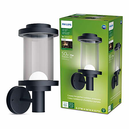 Philips Outdoor Bright White LED Wall Light Cylinder Sconce (50-Watt ...