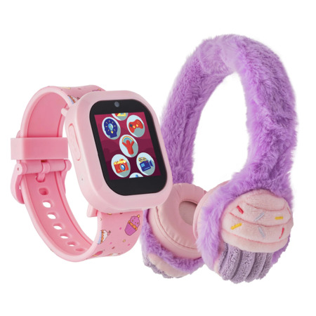 iTech Jr Kids' Smartwatch w/ Bluetooth Headphones (Light-Up Frog, Fuzzy ...