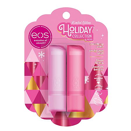 2-Piece eos Holiday Lip Balm Gift Set (Strawberry Cheer & Candy Cane ...