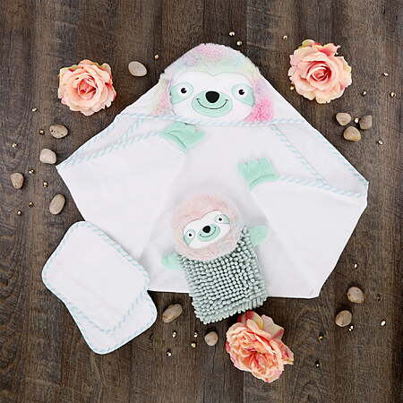 Baby Aspen: 4-Piece Rainbow Sloth Hooded Towel Gift Set $4.97 + Free S ...