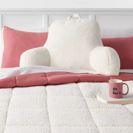Room Essentials Faux Shearling Bed Rest Pillow (Gray or Cream) $9.60 ...