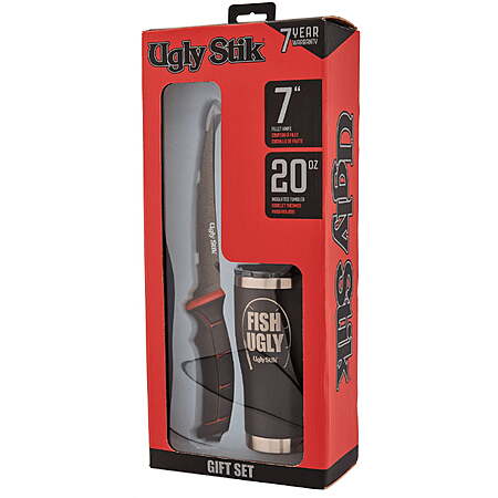 Ugly Stik Fishing Tools Gift Set: 7" Fillet Knife w/ Sheath + 20-Oz ...