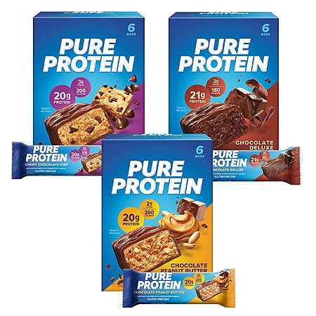 18-Count 1.76-Oz Pure Protein Bars Variety Pack (Chewy Chocolate Chip ...