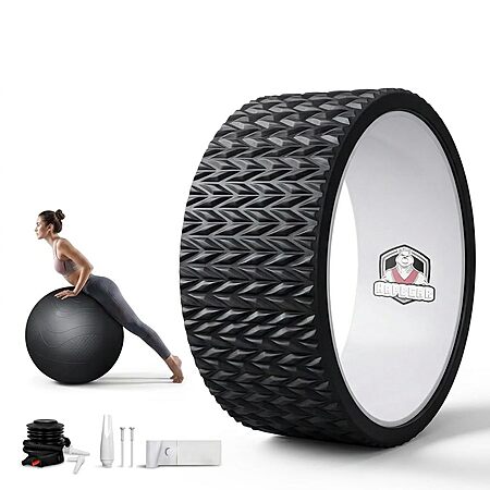 Prime Members: HAPBEAR 12" Back Roller Yoga Set w/ 26" Exercise Ball ...