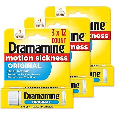 3-Pack 12-Count Dramamine Motion Sickness Tablets (Original) $6.30 ($2. ...
