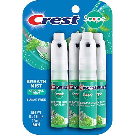 4-Pack 0.24-Oz Crest Scope Breath Mist Sprays (Original Mint) - 2025-11-18