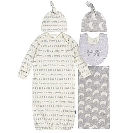 5-Pc Gerber Baby 0-6 Months Gift Set (Gown, Cap, Bib, Swaddle, Blanket ...