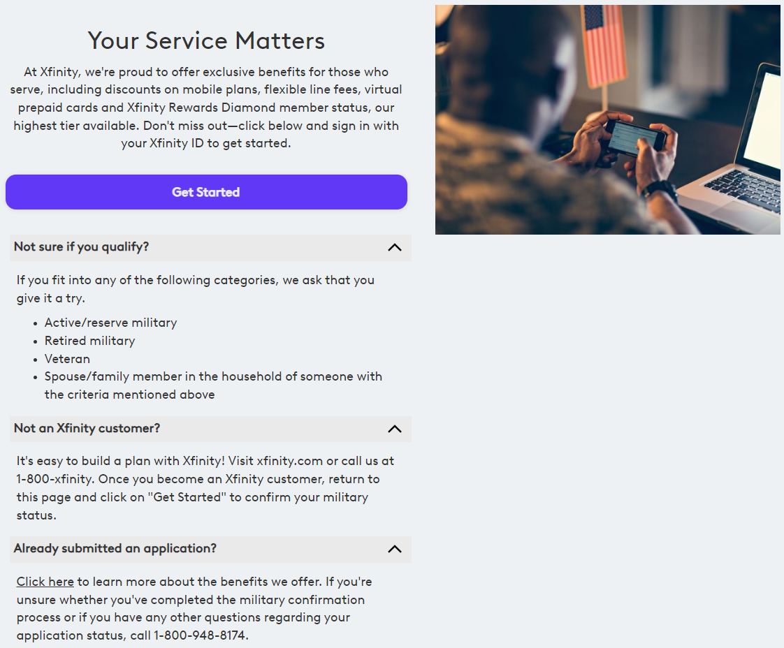 $180 Virtual Prepaid Card for Current & New Xfinity Veteran customers