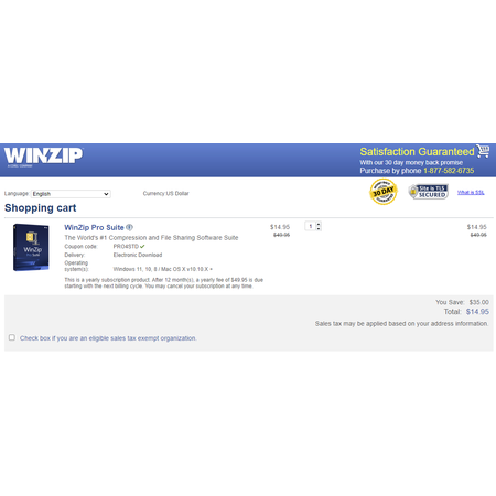 WinZip Pro Suite Annual Subscription Save $35/30% off First Year at $14 ...