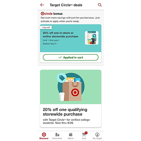 Target 20% off transaction - Circle Bonus YMMV