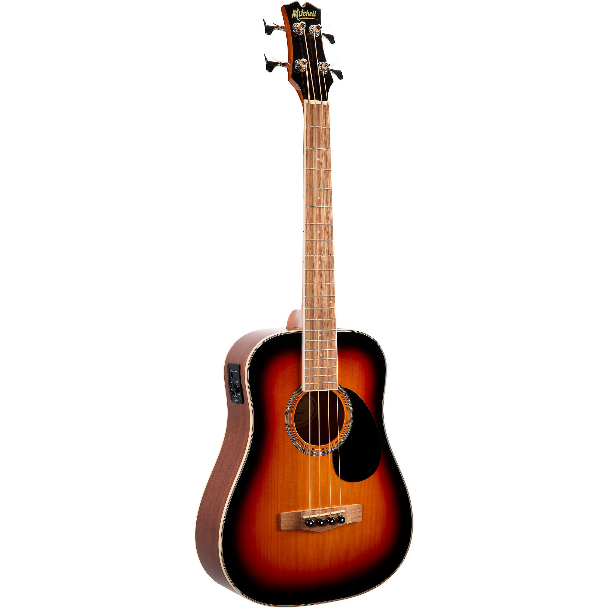 Mitchell EZB Super Short-Scale Acoustic-Electric Bass Guitar (Sunburst ...