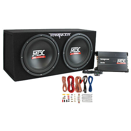 12" 1200 Watt Dual Sub Bass Package + Terminator Series 600W Mono Amp ...