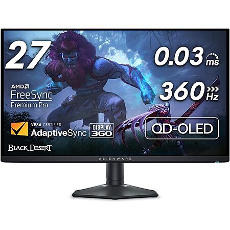 27" Alienware AW2725D QD-OLED 360Hz Gaming Monitor w/ Adjustable Stand ...