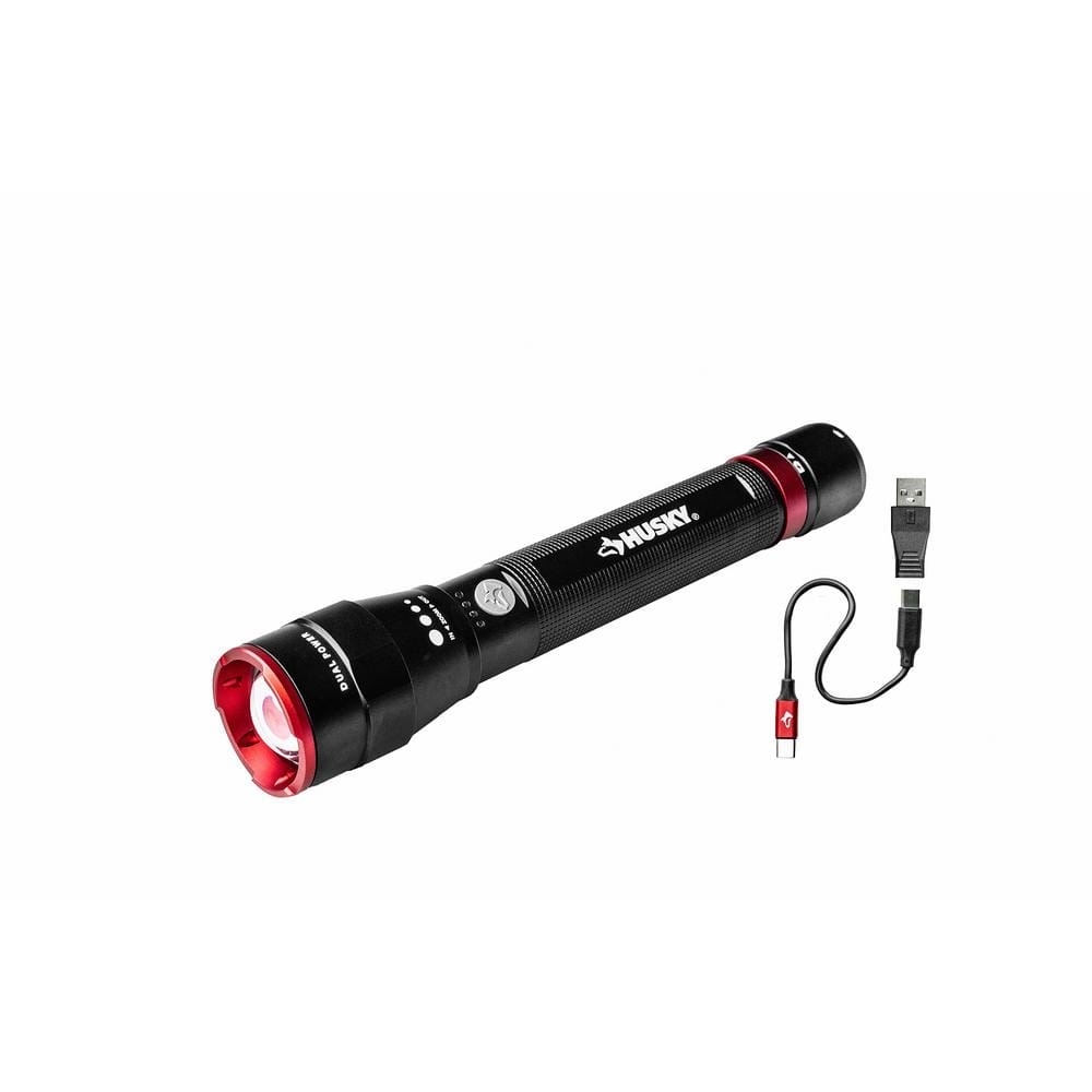 Husky 1500 Lumens Dual-Power Focusing LED Rechargeable Flashlight 3 ...