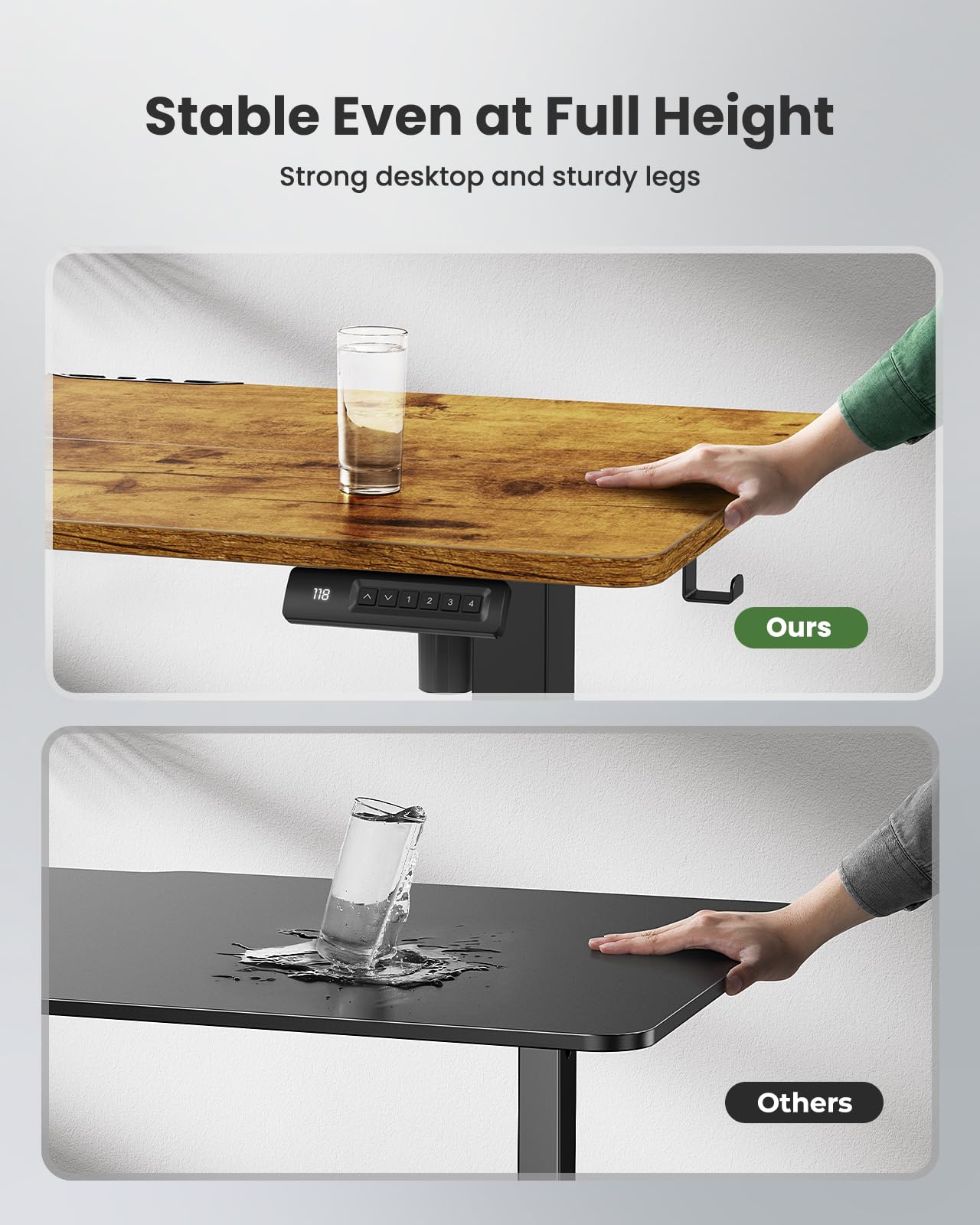 Marsail Electric Standing Desk with LED Lights, 48 * 24 Inch Adjustable ...