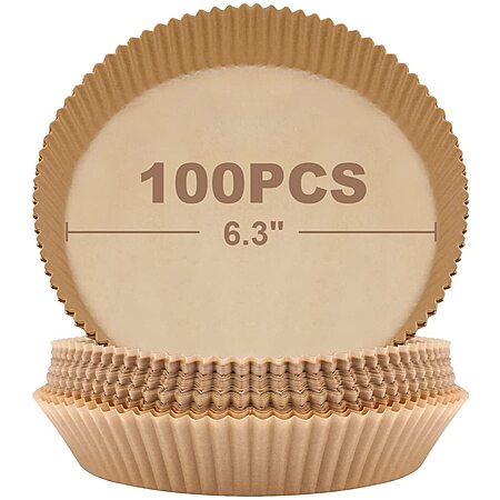 (100Pcs) Puricon Air Fryer Disposable Paper Liners, 6.3” Non-Stick ...