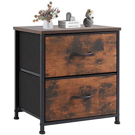 Sweetcrispy End Table with 2 Drawers for Bedroom, Small Bedside ...