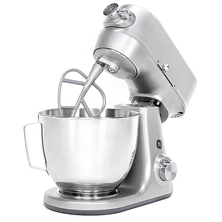 GE Tilt-Head Electric Stand Mixer | 7-Speed, 350-Watt Motor | Includes 5.3-Quart Bowl, Flat ...
