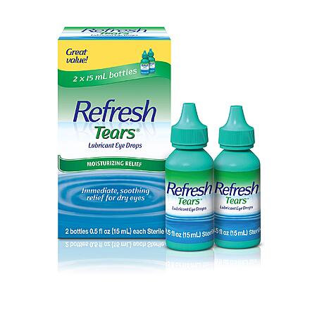 $9.31 Refresh Tears Lubricant Eye Drops, 2 Bottles .5 fl oz (15 ml ...