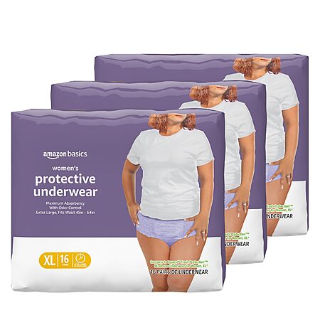 $23.66 48-Count X-Large Amazon Basics Incontinence Underwear for Women ...