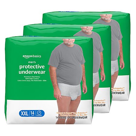 $24.80 2X-Large 42 Count Amazon Basics Incontinence Underwear for Men ...