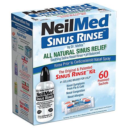NeilMed Nasal Sinus Rinse Kit with 60 count packets (for sinus ...