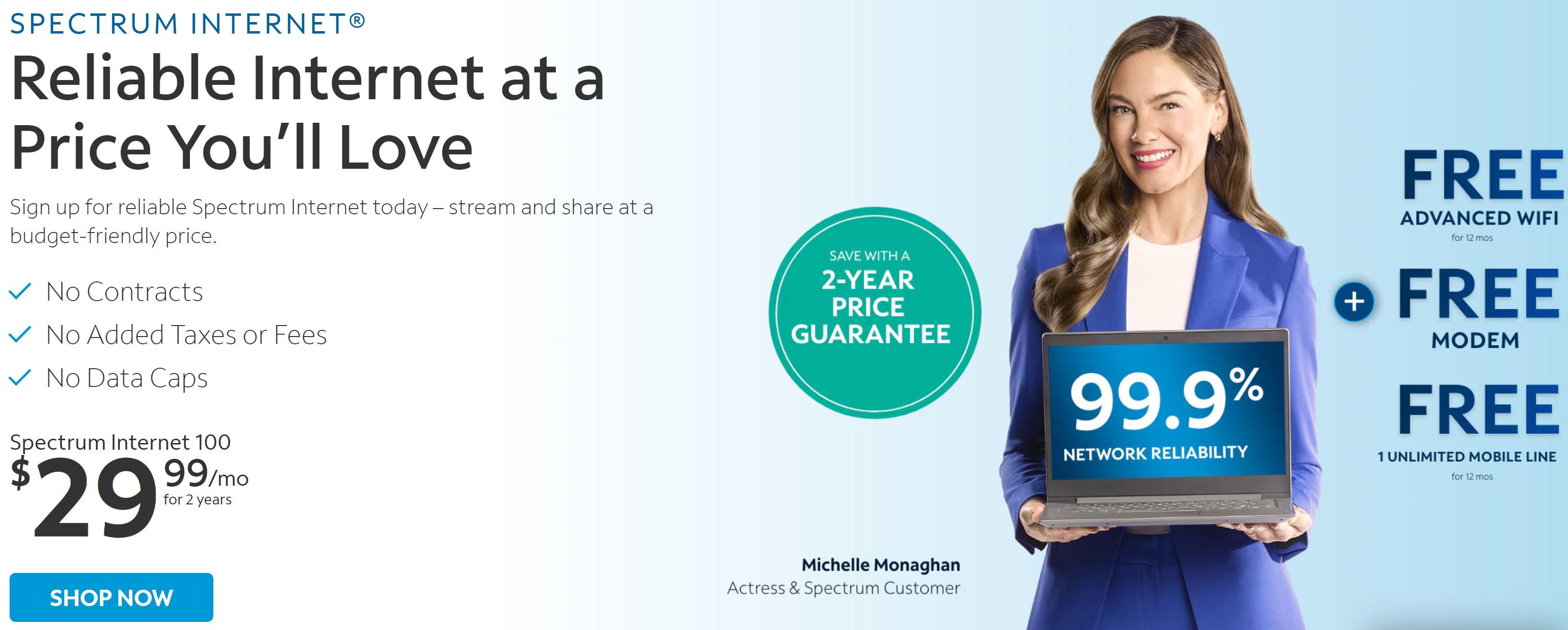 Spectrum Internet 100Mbps for $29.99/month for 2-Years + Free 12-Months ...