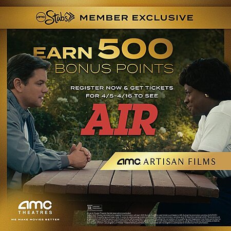 AMC Theatres Stubs Member Exclusive: Earn 500 Bonus Reward Points w ...