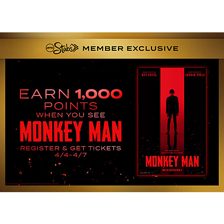 AMC Theatres: Bonus 1,000 AMC Stubs Points w/ Monkey Man Movie Ticket ...