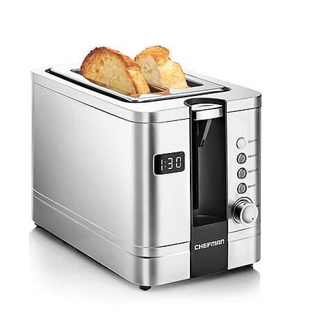 2-Slice Chefman Digital Pop-Up Toaster w/ Removable Crumb Tray ...