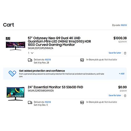 First Responder/EPP Samsung 57 Inch Odyssey Neo G9 + Free 24" Essential Monitor S3 - $1000 or ...