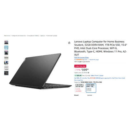 Lenovo Laptop Computer for Home Business Student, 32GB DDR4 RAM, 1TB ...