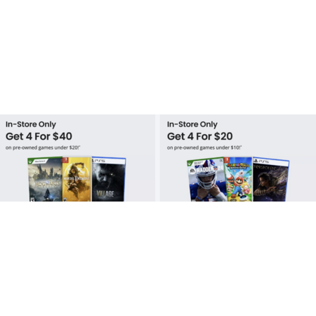 GameStop: In-Store - Pre-owned games 4/$20 (Valued $10 or less) and 4 ...