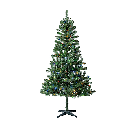 6.5' Pre-Lit Madison Pine Green Artificial Christmas Tree with Color ...