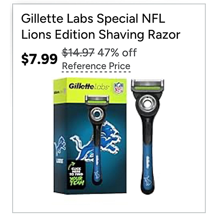 Gillette Labs Special NFL Lions Edition Shaving Razor for Men - $7.99 ...