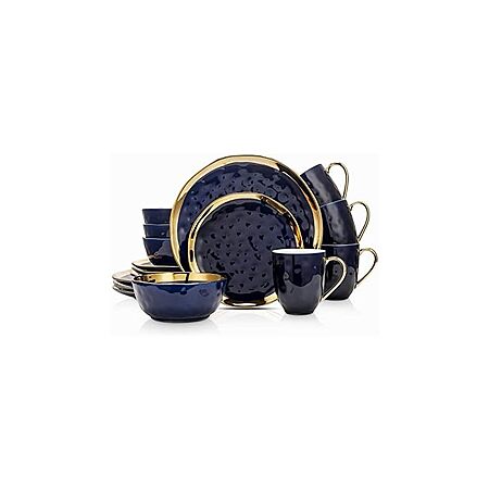 Stone Lain Porcelain 16 Piece Dinnerware Set, Service for 4, Blue and ...