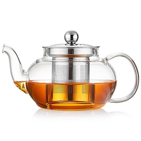 Glass Teapot with Removable Infuser, 20 oz/600ml Glass Tea Pot Small ...
