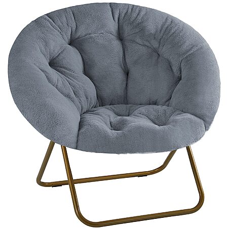 DUMOS Comfy Saucer Chair, Faux Fur Lounge Seasting XL Circle Chair (ash ...