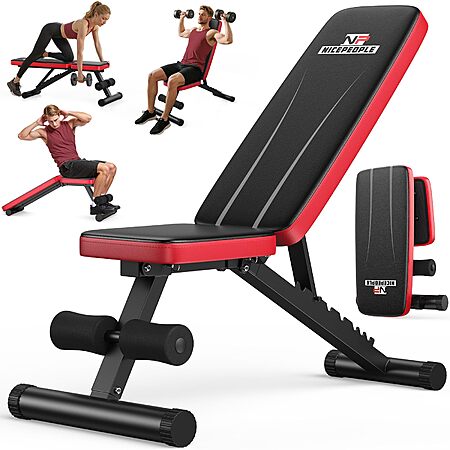 NICEPEOPLE Adjustable Weight Bench w/ 8 Backrest Angles (Up to 600-Lbs ...