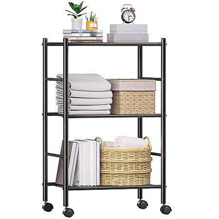 BolDuck 3 Tier Shelf Organizer Rack, Metal Shelving Unit with Wheels ...