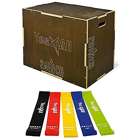 Yes4All Wooden Plyo Box (30 x 24 x 20) + Resistance Loop Band $85