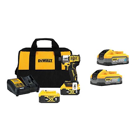 DEWALT 20V MAX XR Impact Driver kit with two extra 5Ah Power stack ...