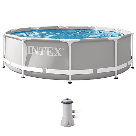 INTEX Prism Frame 10ft x 30in Above Ground Swimming Pool Set w/ Pump ...