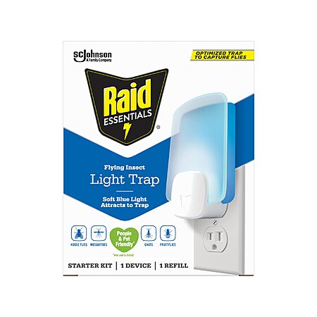 Raid Essentials Flying Insect Light Trap Starter Kit (1 Plug + 1 ...
