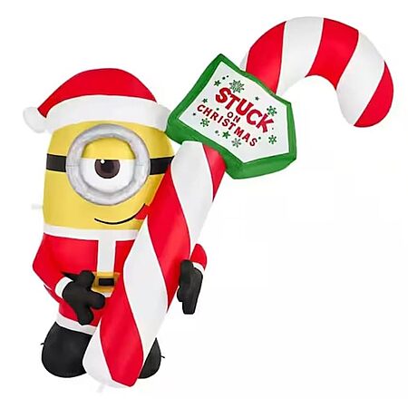 Minion Stuart in Santa Suit Holding Candy Cane Christmas Airblown ...