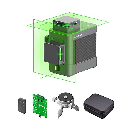 HOTO 98-Feet Green 360-Degree Self-Leveling 3-plane Laser Level Kit ...